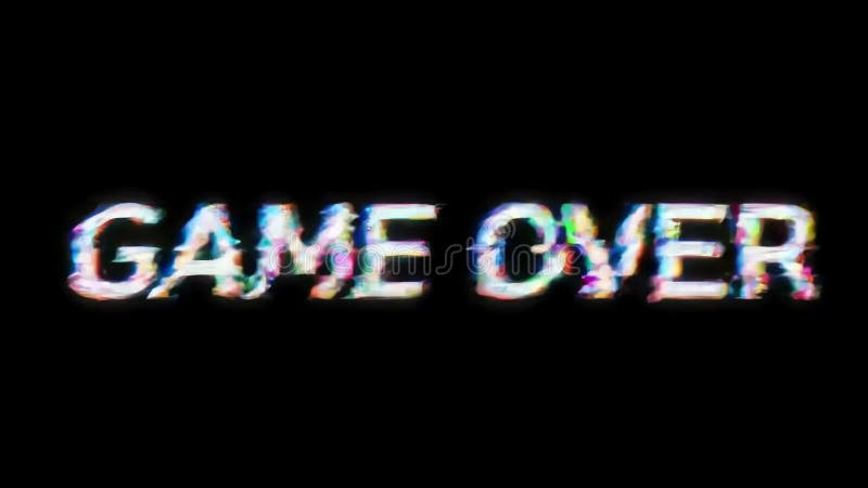 Retro Game Over Screen with Glitch Effect, Nostalgic Arcade Video Game ...