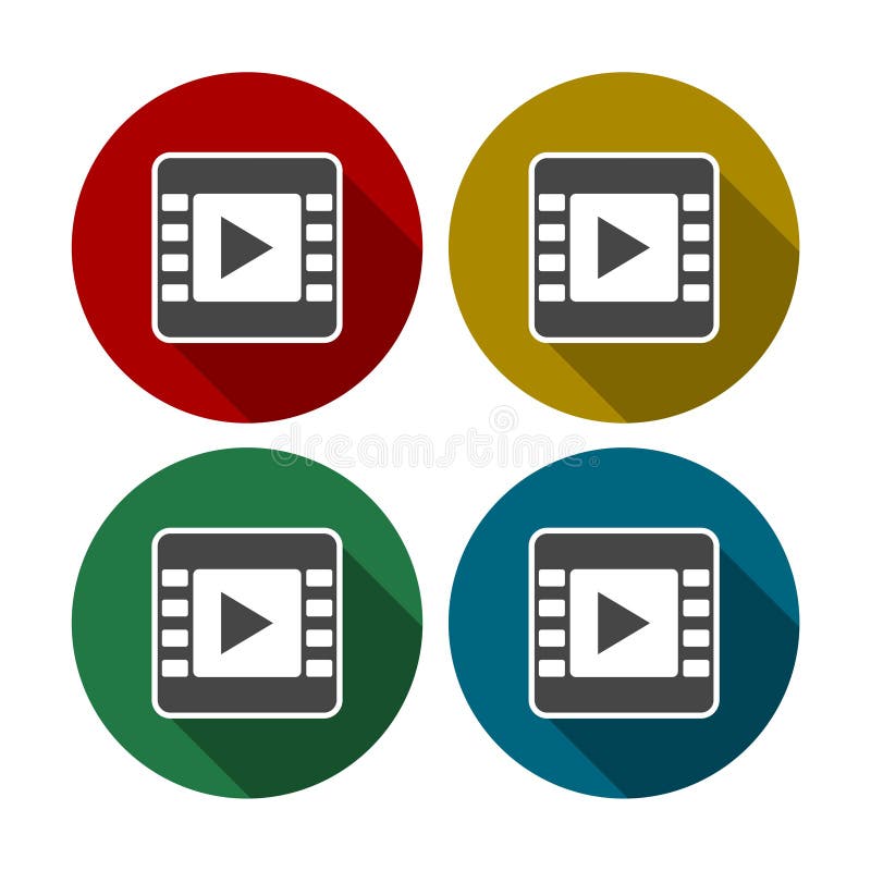 Video Sign Icon. Video Frame Symbol with Long Shadow Stock Illustration ...