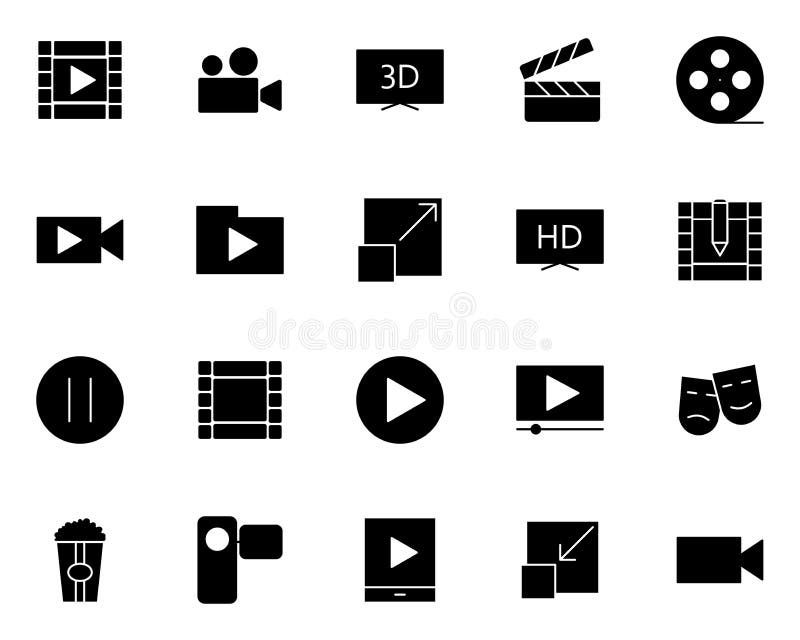Video Silhouette Icons Set. Vector Pictograms Stock Vector ...