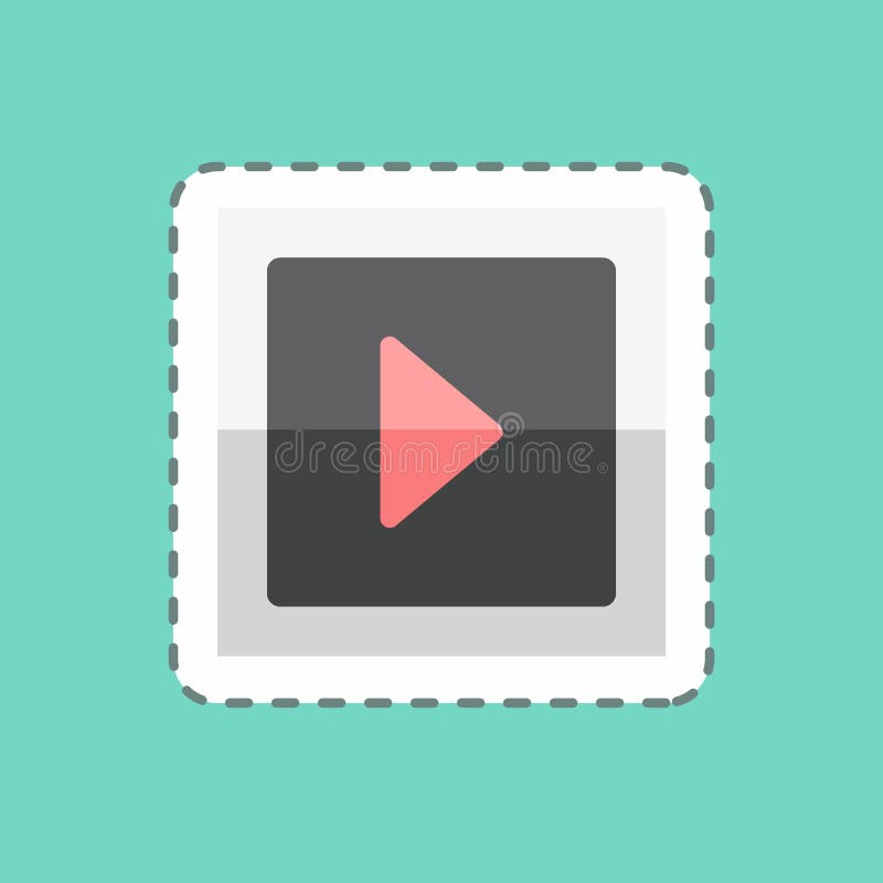 Video Sticker in Trendy Line Cut Isolated on Blue Background Stock ...