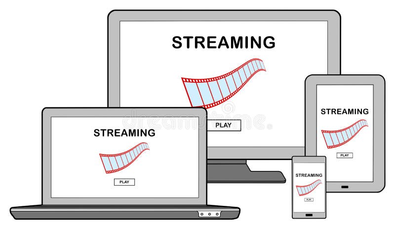 Video Streaming Concept on Different Devices Stock Illustration ...