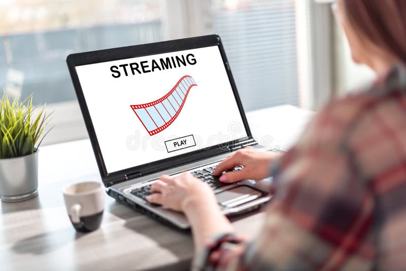 Video Streaming Concept on a Laptop Screen Stock Photo - Image of ...