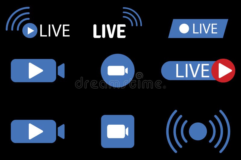 Video Streaming Design Template. Online Stream Sign. Live Button. Flat ...