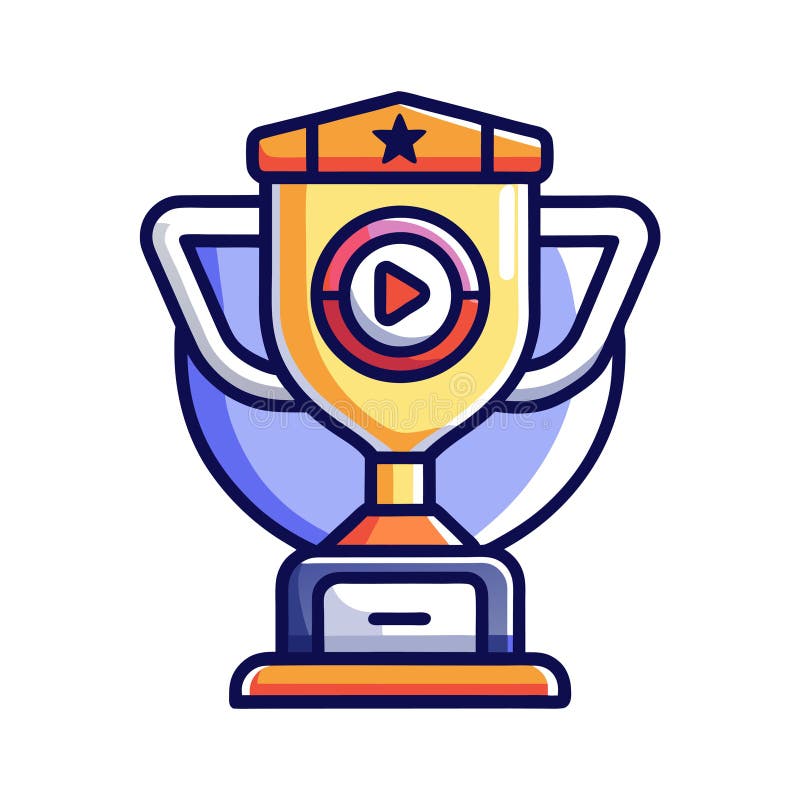 Video Streaming Platform Award Icon: Trophy with Play Button for ...