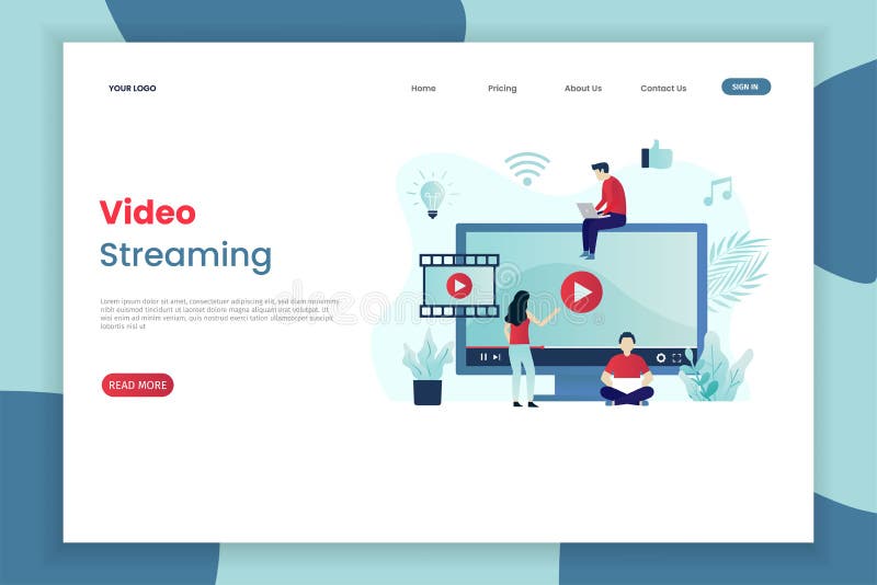Isometric Video Streaming Landing Page Template Stock Vector ...