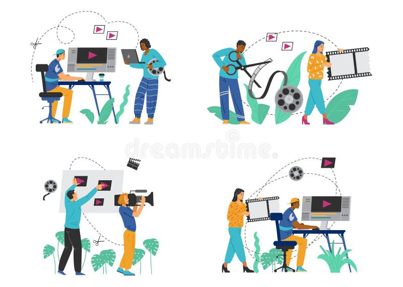 Video Studio Animators and Motion Designers Flat Vector Illustration ...