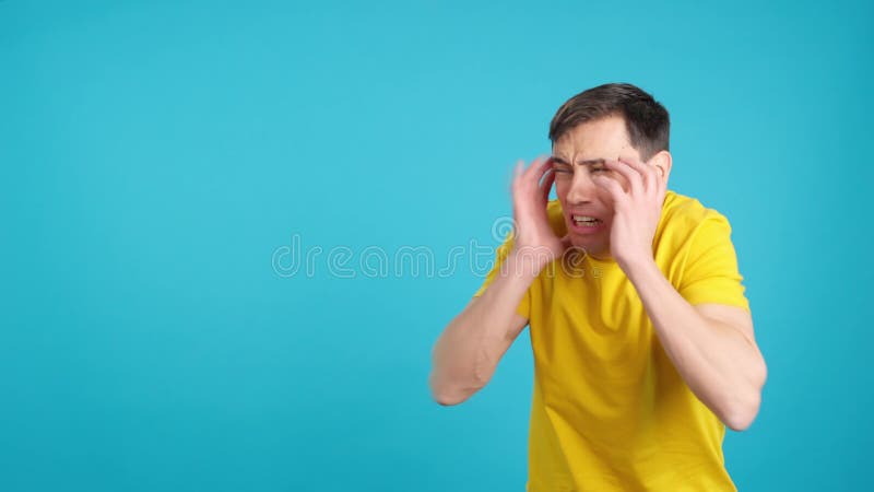 Scared Man Gesturing with Hands in Fear and Looking Away Stock Footage ...