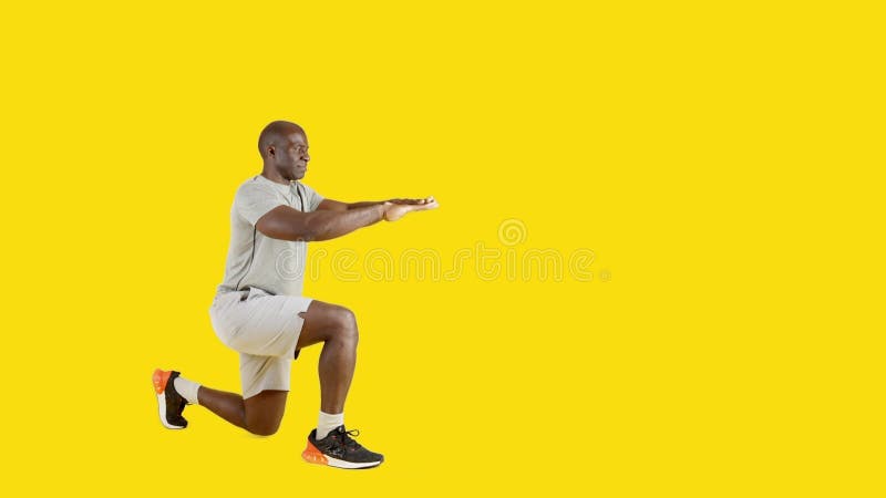 African Man Doing Curl Biceps Exercise with Dumbbells Alternating Arm ...
