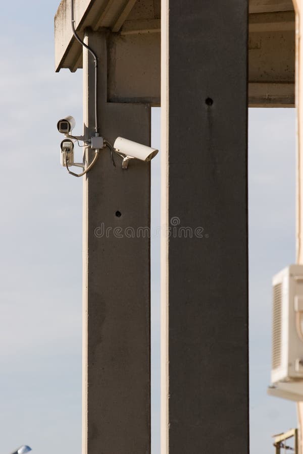 CCTV Security Cameras & Fence Stock Photo - Image of guard, nurture ...