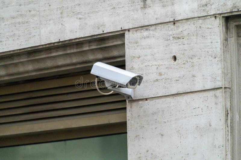Video Surveillance Camera for a Bank Stock Image - Image of observe ...