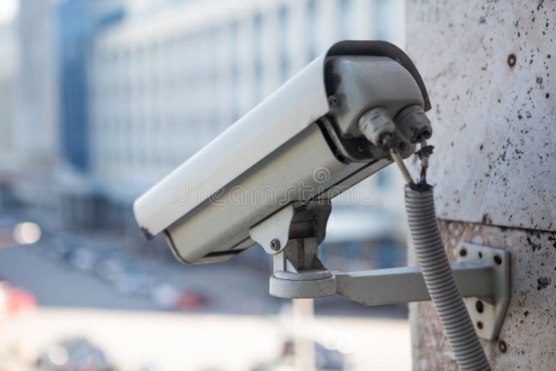 Video Surveillance Camera Close-up View Stock Image - Image of cable ...