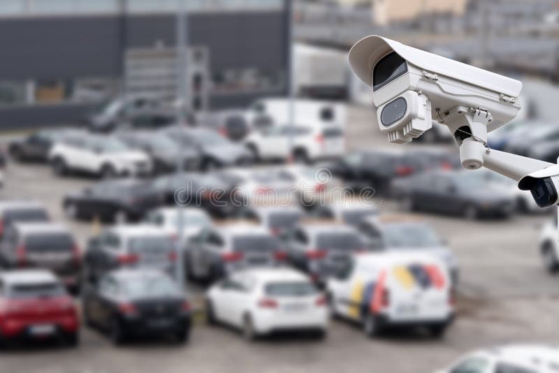 Video Surveillance Camera Installed on a Vehicle Parking. Stock Photo ...