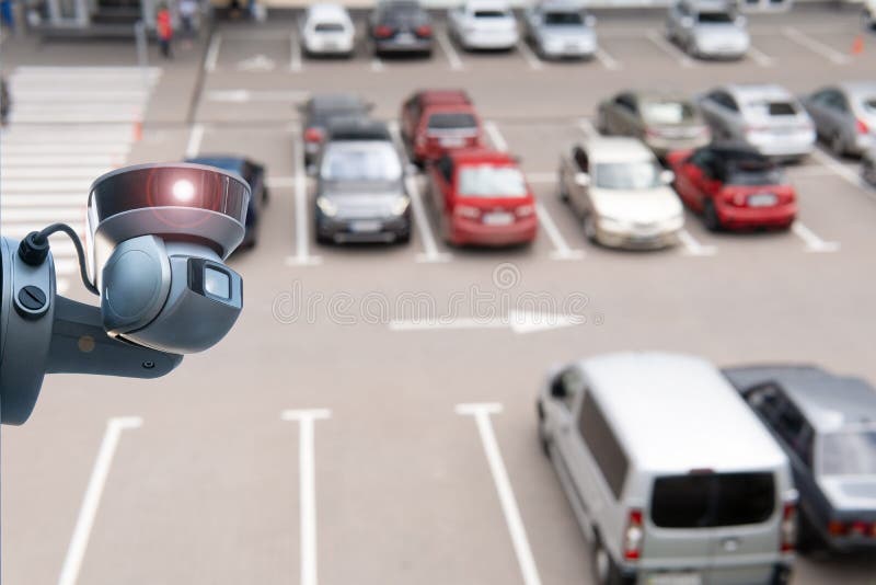 Video Surveillance Camera Installed on a Vehicle Parking. Stock Image ...