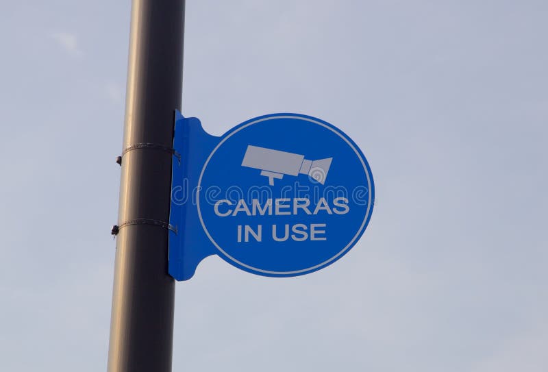 Video Surveillance Camera in Use Sign Stock Photo - Image of monitor ...
