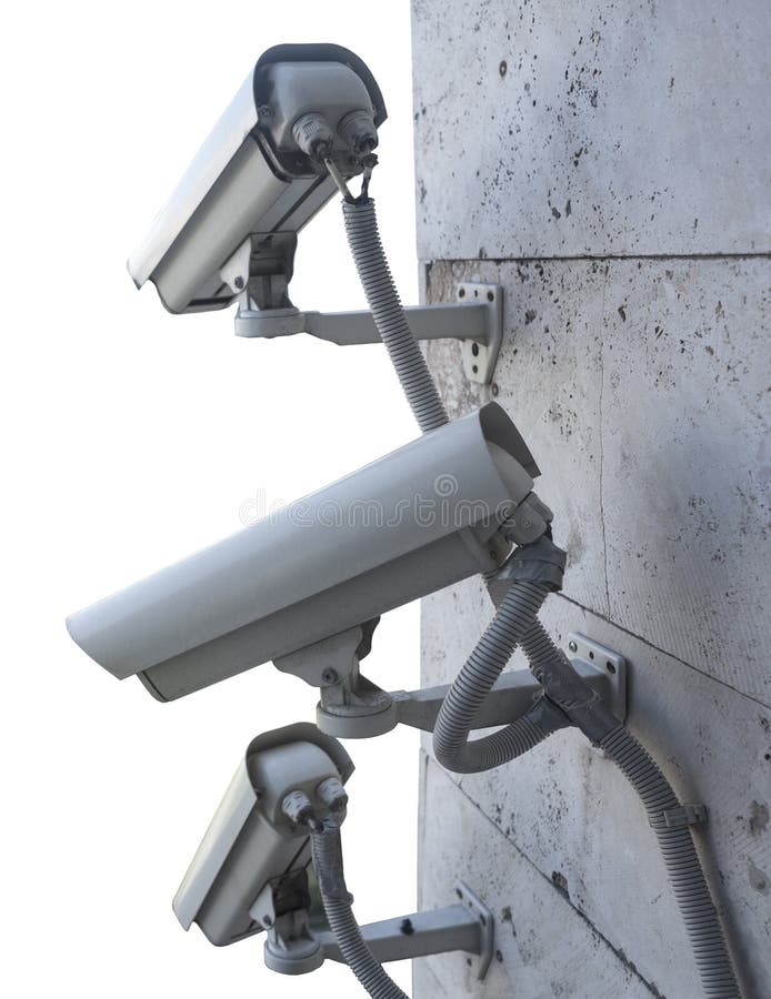 Video Surveillance Camera Close-up View Stock Image - Image of cable ...