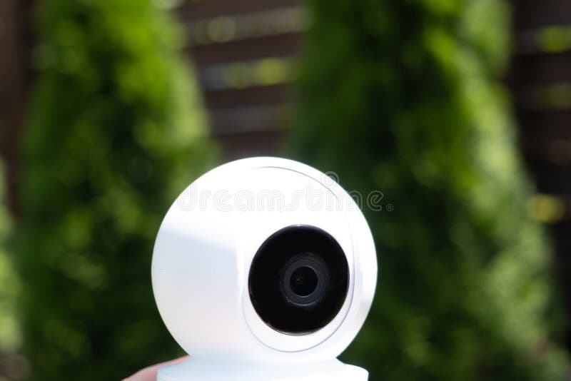 Video Surveillance Equipment on the Table. Compact Security Camera for ...