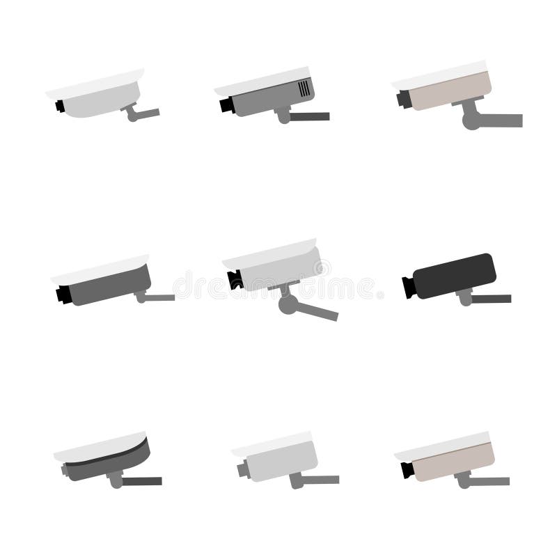Video Surveillance Icon Set Stock Vector - Illustration of security ...
