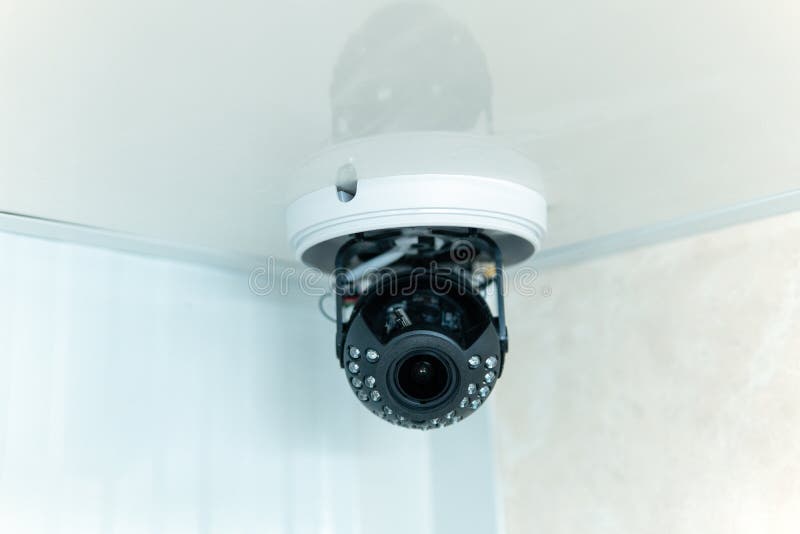Video Surveillance Indoors, Surveillance Camera Inside on the Ceiling ...