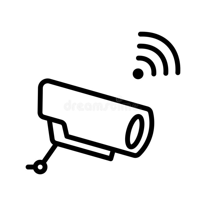 Video Surveillance Security Camera - Outline Black Icon. Vector ...