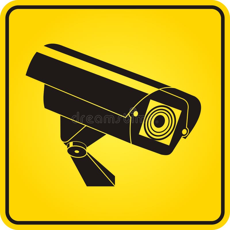CCTV Security Camera Warning Sign Stock Vector - Illustration of ...