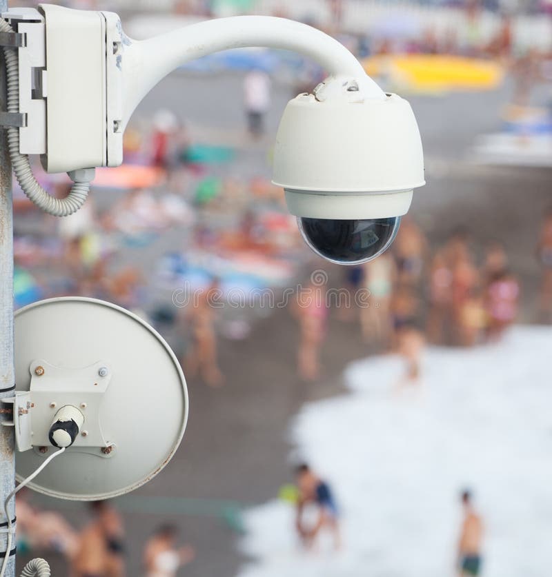 Video Surveillance System on the Beach Stock Image - Image of positano ...