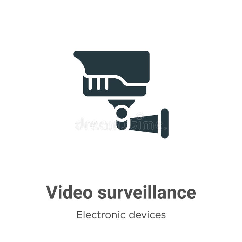 Video Surveillance Vector Icon on White Background. Flat Vector Video ...