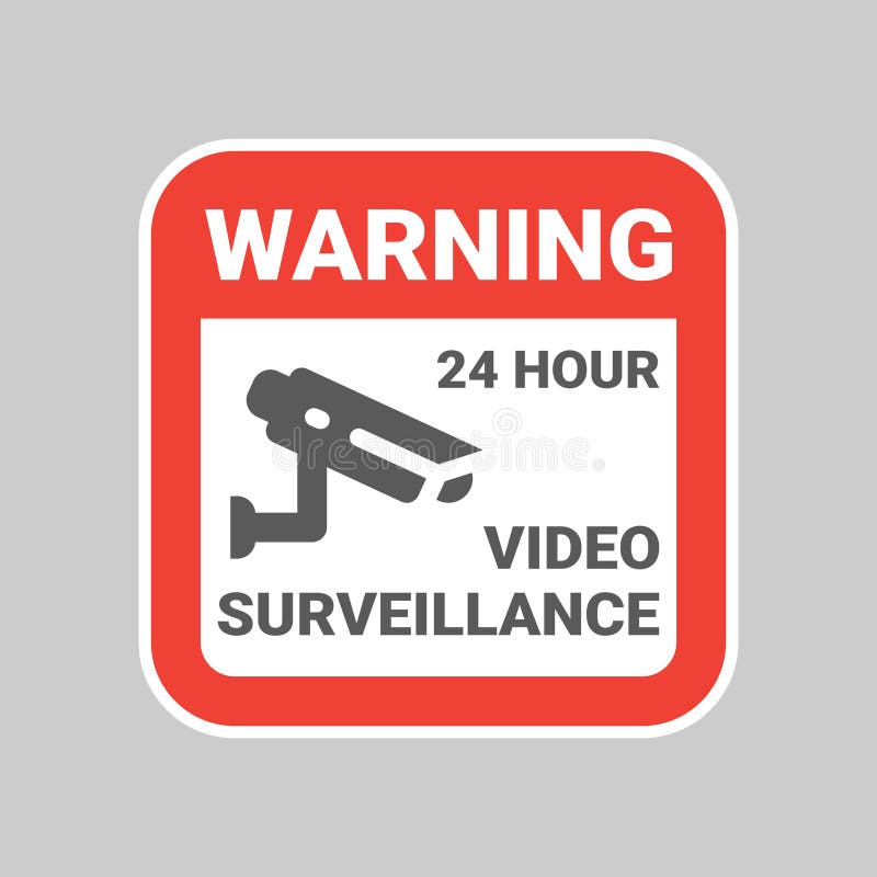 Video Surveillance Warning Vector Sticker Stock Vector - Illustration ...