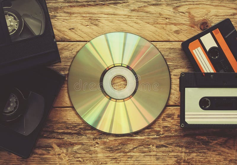 Old Audio And Video Tapes And Compact Disc Stock Image - Image of ...