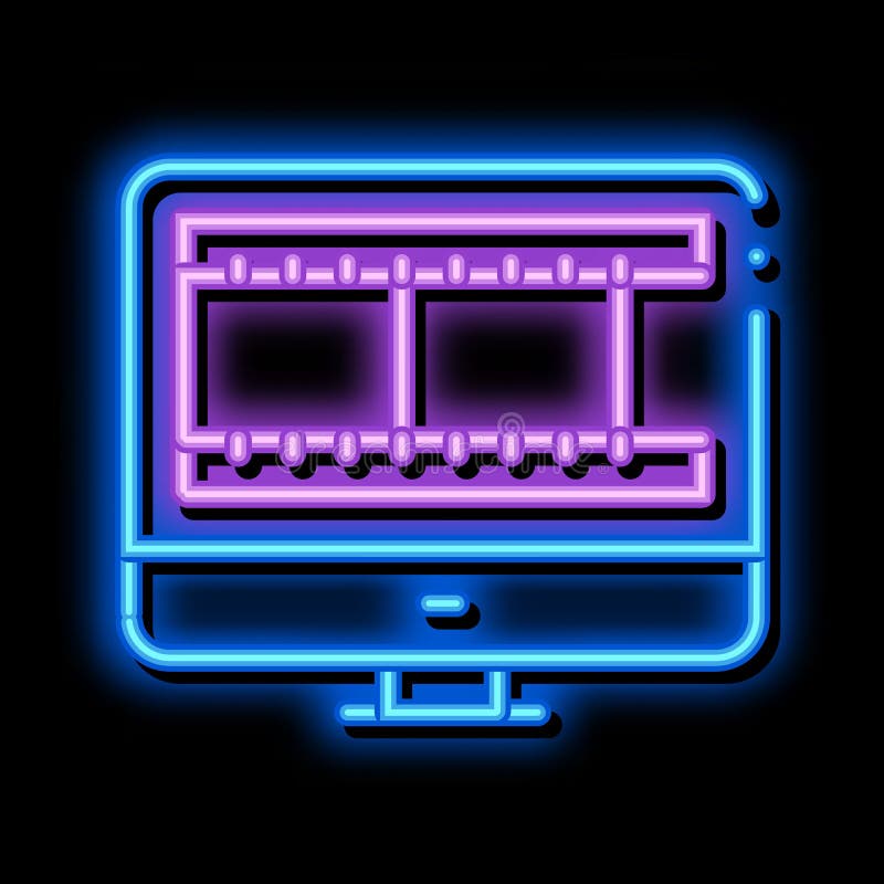 Video Temporary Tape in Computer Neon Glow Icon Illustration Stock ...