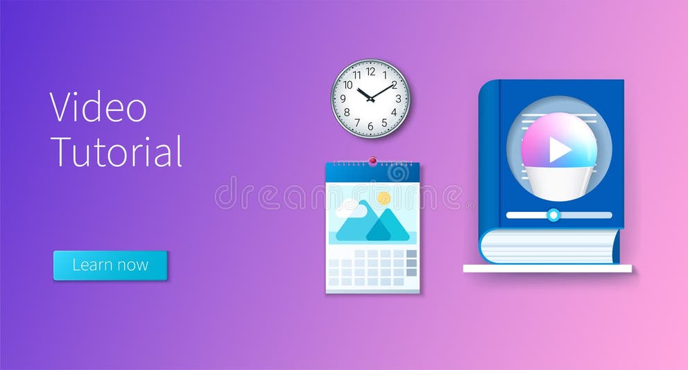 Video Tutorial Banner in 3D Style Stock Vector - Illustration of online ...