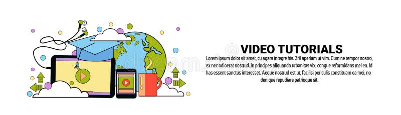 Video Tutorial Editor Concept Modern Technology Web Banner Stock Vector ...