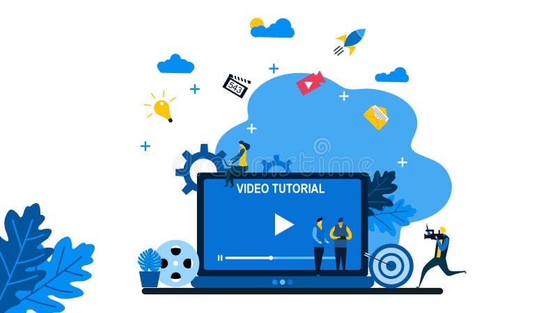 Video Tutorial,flat Style with Tiny People Character Concept Vector ...