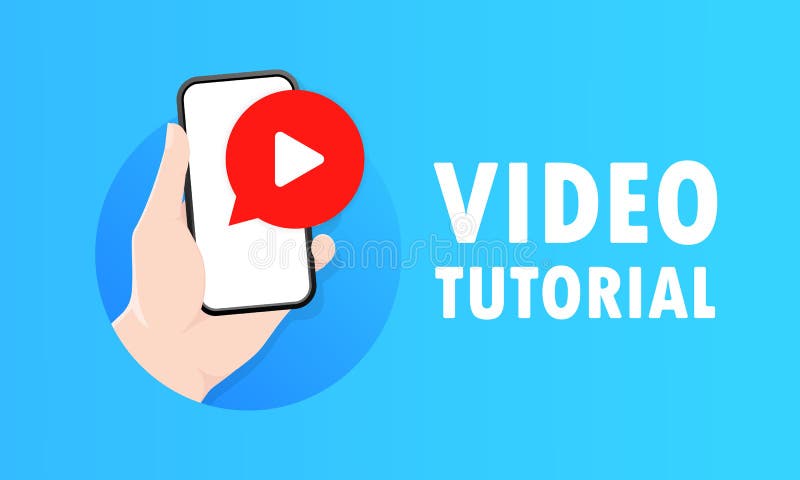 Video Tutorial. Hand Holds Smartphone with Play Button. Video Content ...