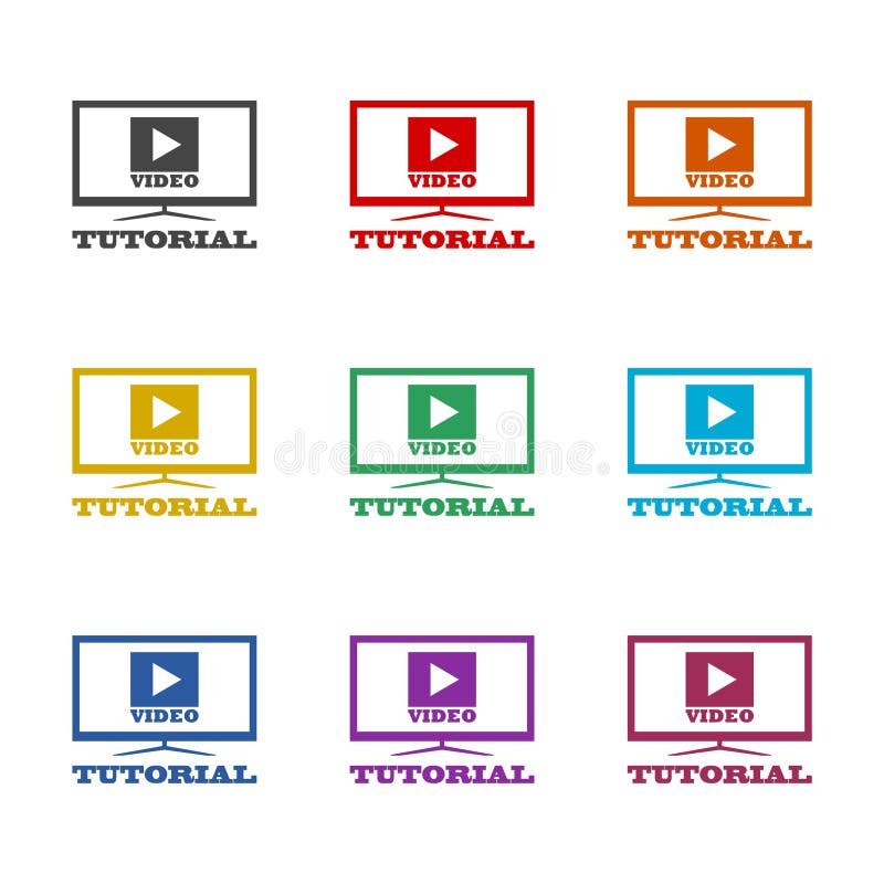 Video Tutorial Icon Color Set Stock Vector - Illustration of furniture ...