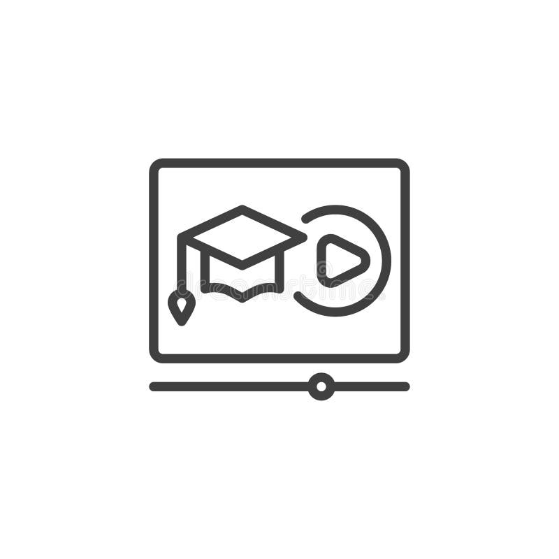 Video tutorial line icon stock vector. Illustration of student - 256525404