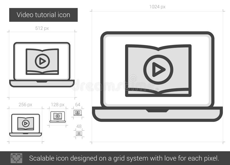 Video tutorial line icon. stock vector. Illustration of outline - 80689648
