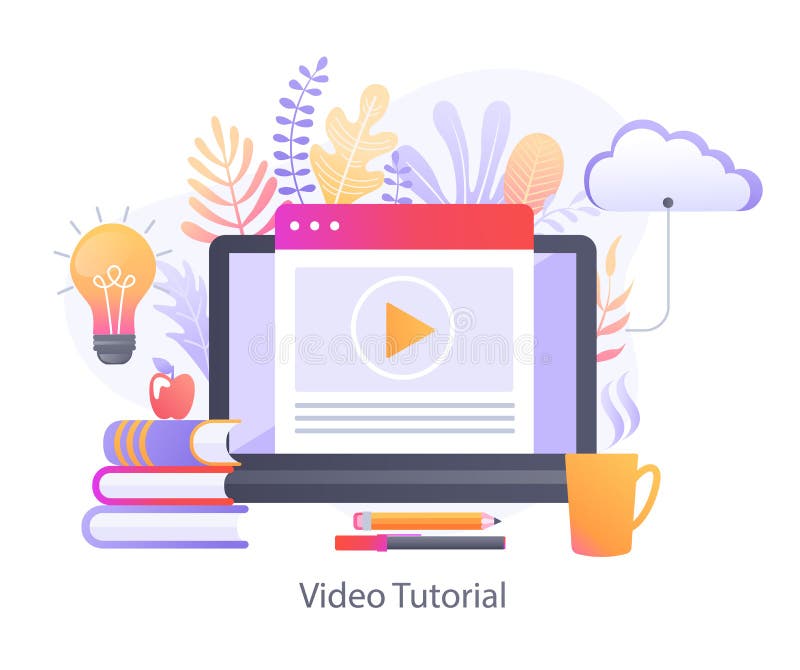 Video Tutorial for Online Education. Stock Vector - Illustration of ...