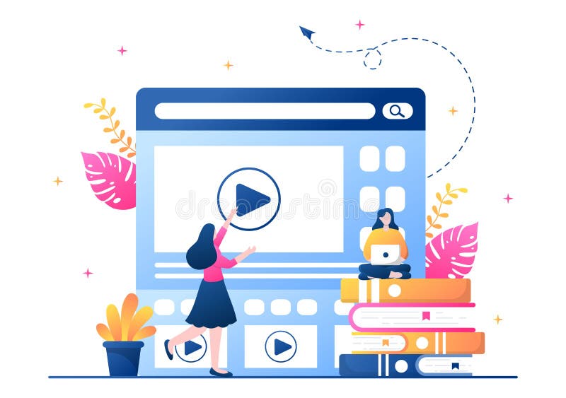 Video Tutorials Background Vector Illustration. Watching and Streaming ...