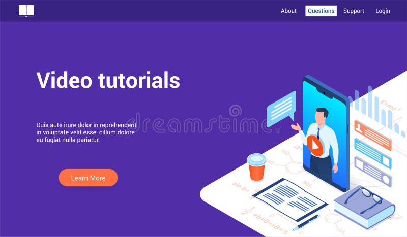 Video Tutorials 3d Lp Template Stock Vector - Illustration of device ...