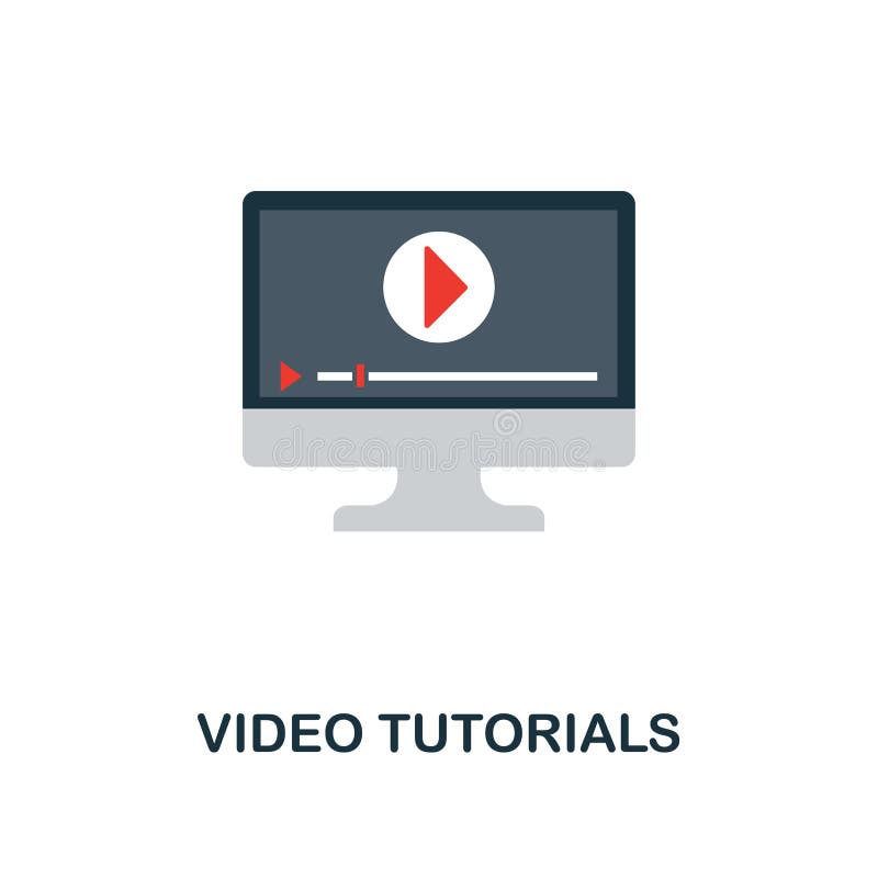 Video Tutorials Flat Icon. Monochrome Style Design from Online Education Icon Collection. UI and ...