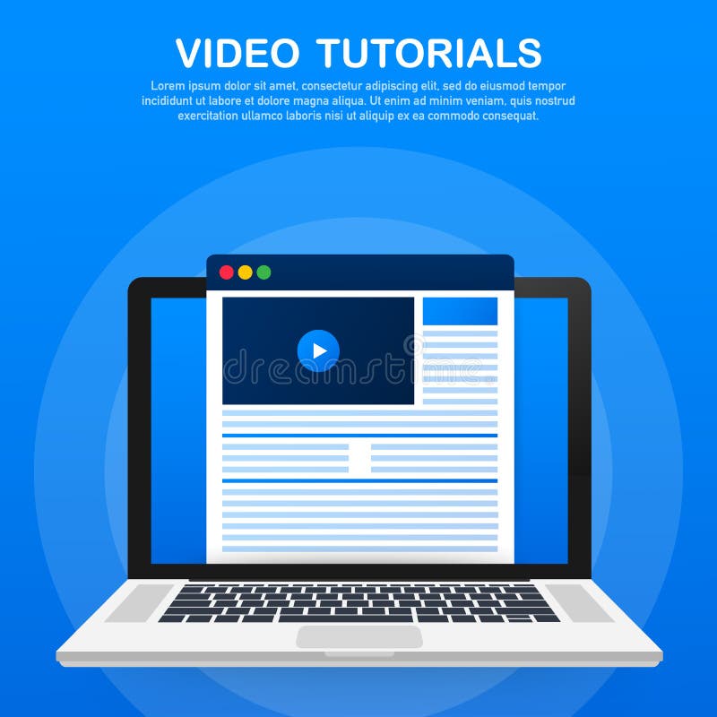 Video Tutorials Icon Concept. Study and Learning Background, Distance Education and Knowledge ...