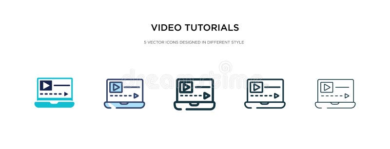 Video Tutorials Icon in Different Style Vector Illustration. Two ...