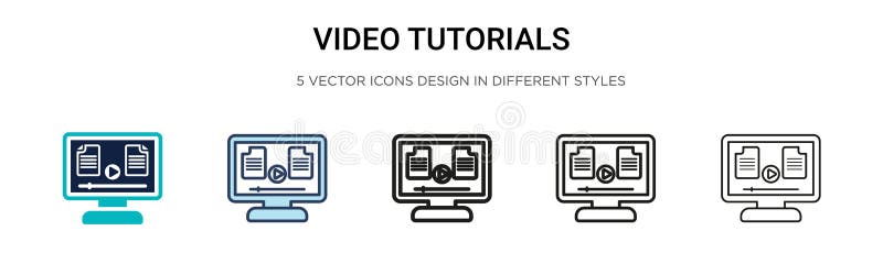 Video Tutorials Icon in Filled, Thin Line, Outline and Stroke Style ...