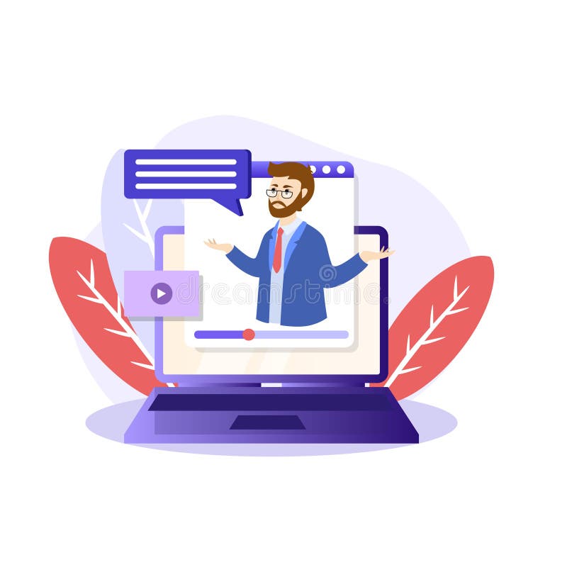 Video Tutorials Illustration. Video Tutorial Online Education Business ...