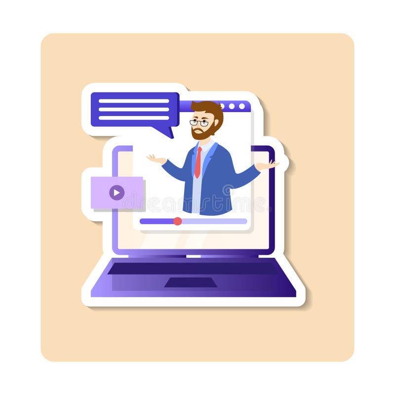 Video Tutorials Sticker Illustration. Video Tutorial Online Education ...