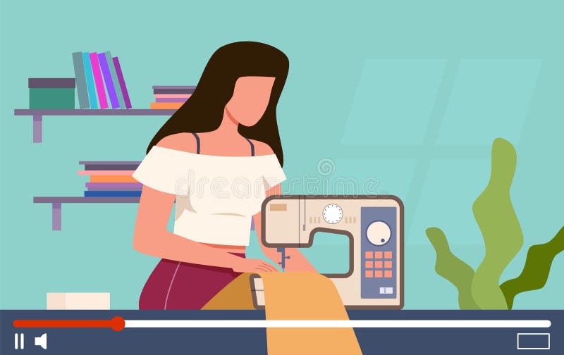 Cartoon Woman Sewing Machine Stock Illustrations – 977 Cartoon Woman ...