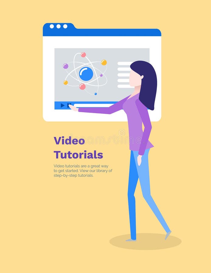 Video Tutorials Woman Learning New Information Stock Vector ...