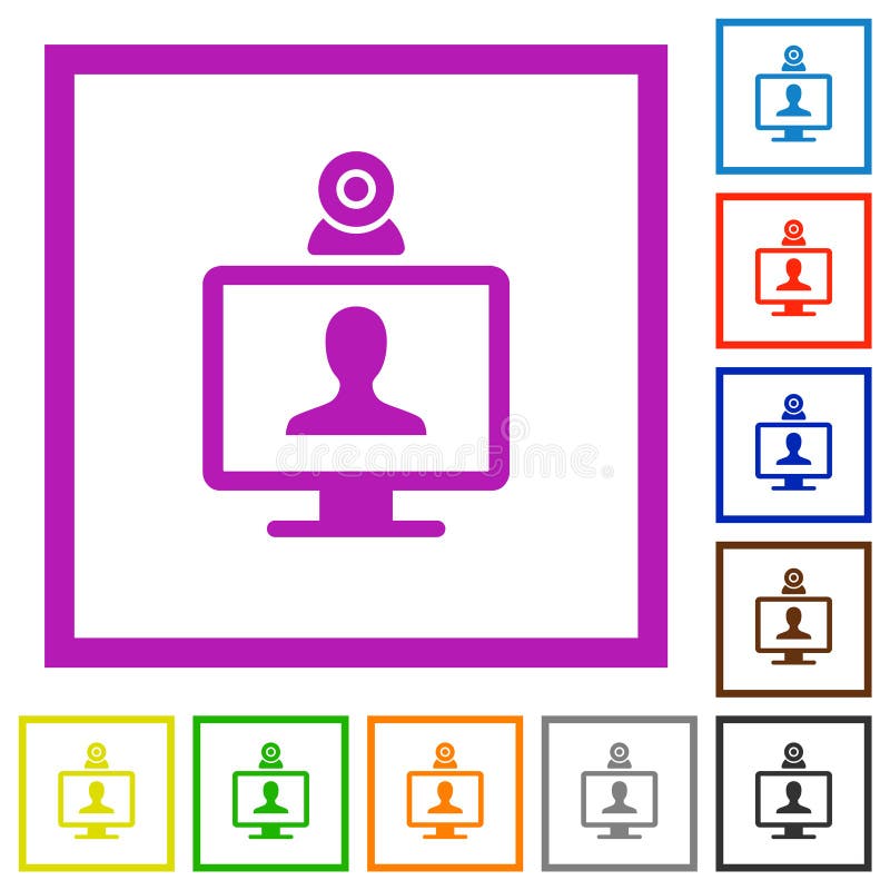 Video User Access Flat Framed Icons Stock Vector - Illustration of ...