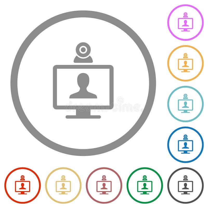 Video User Access Flat Icons with Outlines Stock Vector - Illustration ...