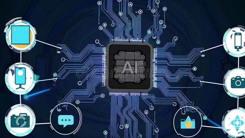 Vibrant AI Chip Interface in a Digital Hologram Display with Advanced ...